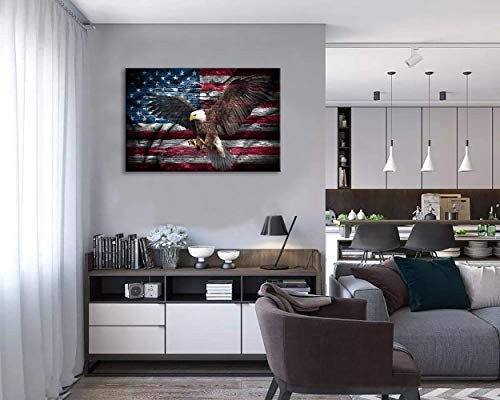 Retro American Flag Bald Eagle US Military Wall Art Canvas Prints Thin Blue Red | eBay