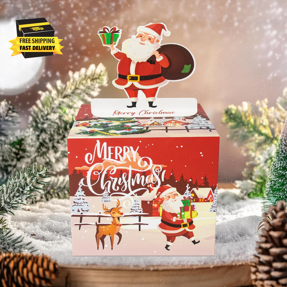 Money Box for Cash Gift Pull, Merry Christmas Money Gift Box Surprise ...