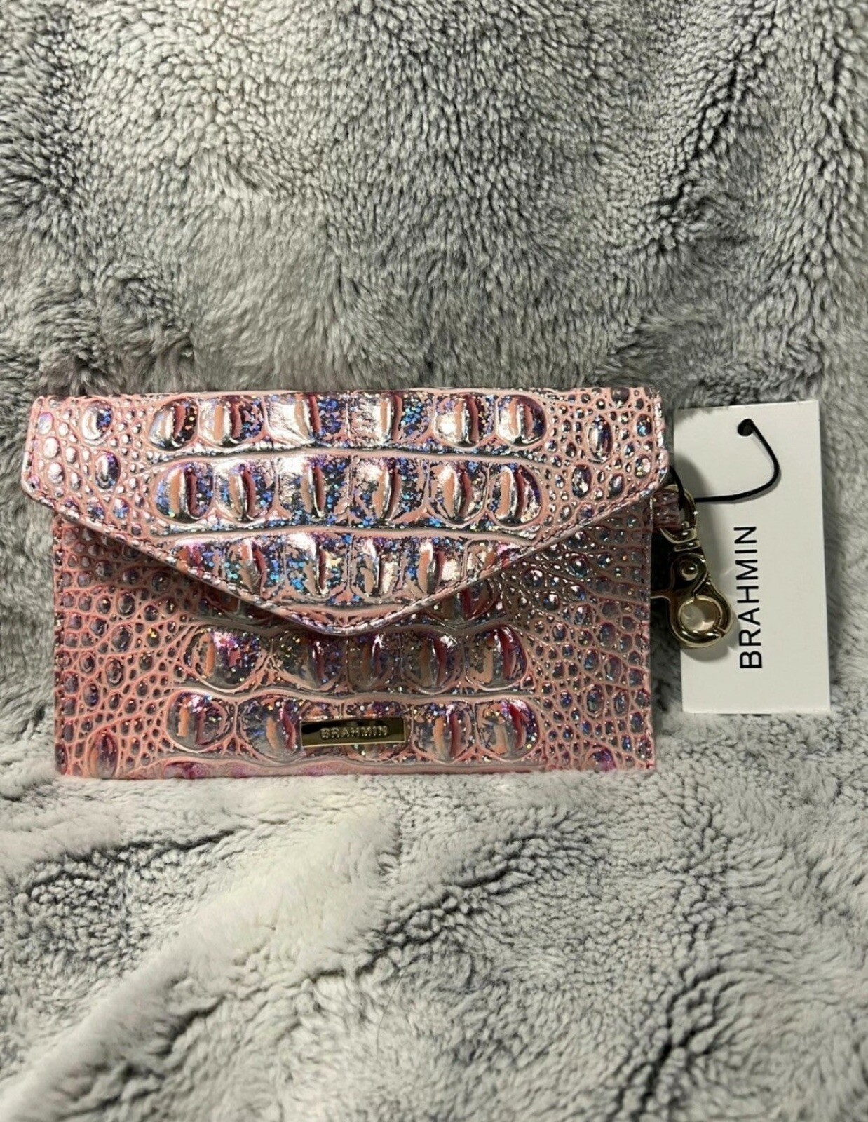 BRAHMIN MINI ENVELOPE CASE PIXIE DUST MELBOURNE GENUINE LEATHER PINK ...