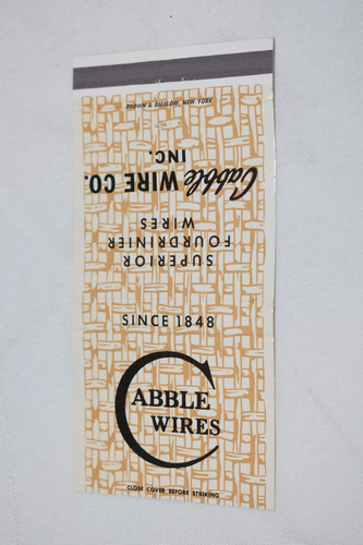 Cabble Wire Co Inc New York Advertising 30 Front Strike Matchbook Cover ...