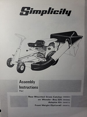 Simplicity Wonder Boy Riding Mower Grass Catcher Attachment ...