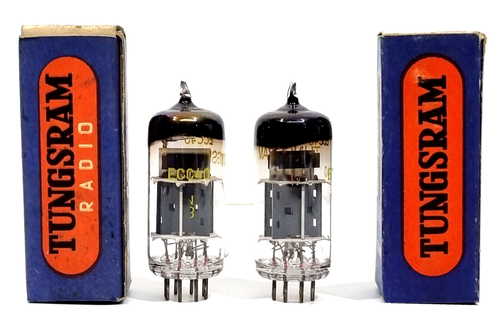 MATCHED PAIR BY GAIN ECC40 TUNGSRAM DOUBLE TRIODE TUBE SOLID GETTER NEW ...