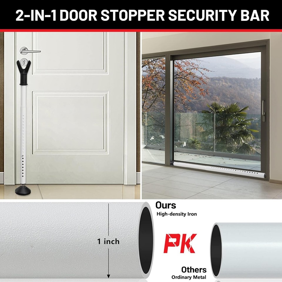 Door Security Bar Lock Entry Barricade Reinforcement Burglar Safety ...