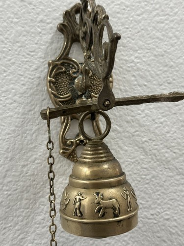 Vintage Brass Bell Monastery Wall Hanging Church Religious Knocker ...