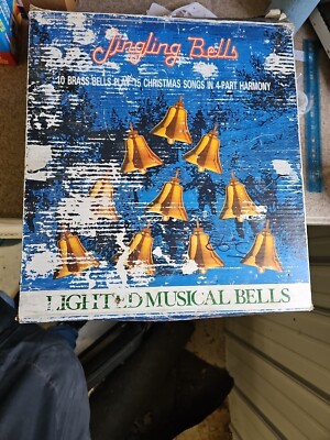 Vtg 1991 Mr. Xmas Lighted Bells Of Christmas 10 Brass Bells Plays 15 ...