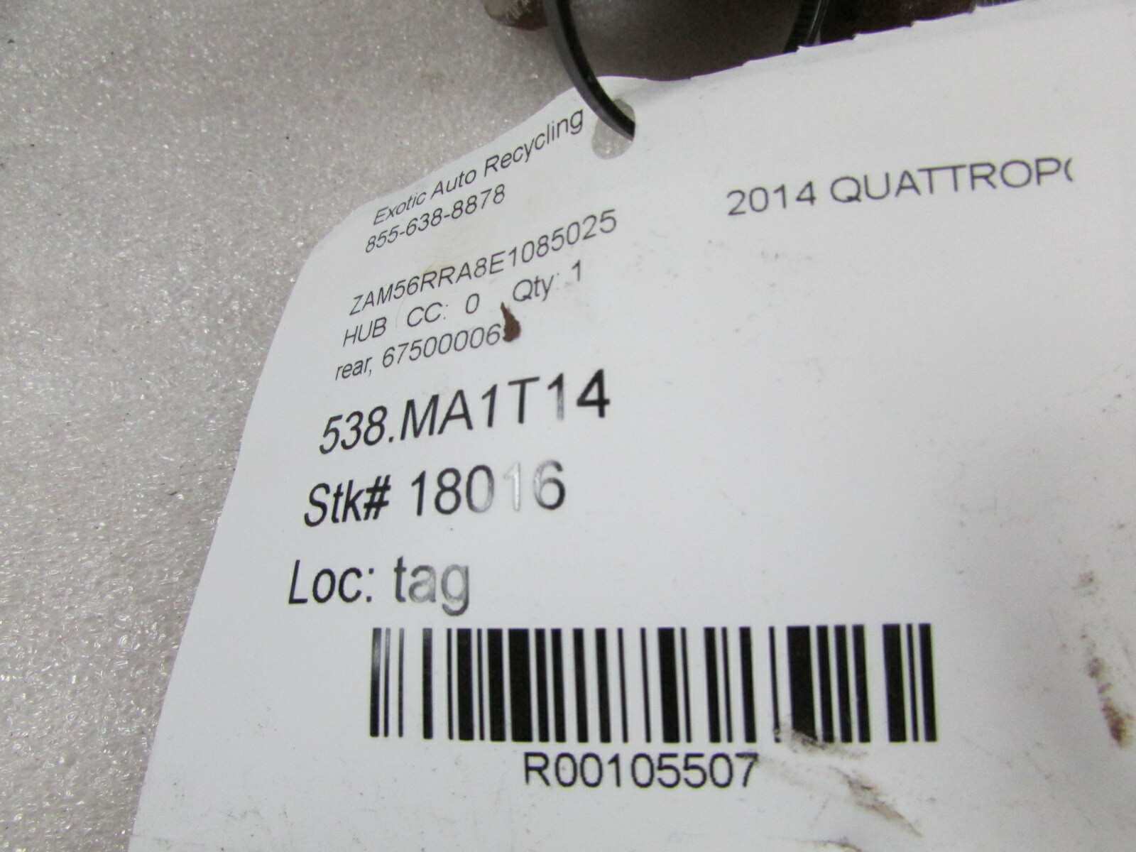 Maserati Quattroporte, Ghibli, Rear Wheel Hub Bearing, Used, P/N ...