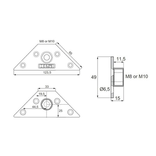 M8 8mm Heavy Duty Table Leg Feet Mounting Plates Brackets Round Square ...