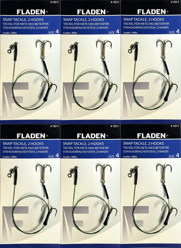 6 x Fladen Pike Fishing Wire Traces Deadbait Treble Hook Snap Tackle ...