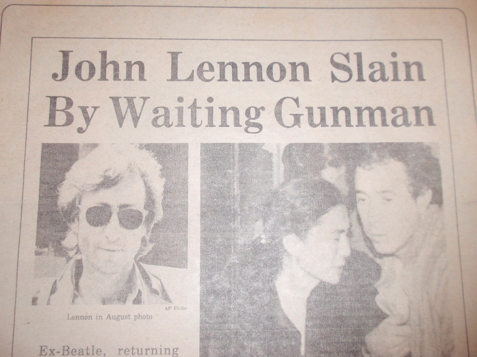 VINTAGE NEWSPAPER DECEMBER 9 1980 JOHN LENNON SHOT NEW YORK LONG ISLAND ...