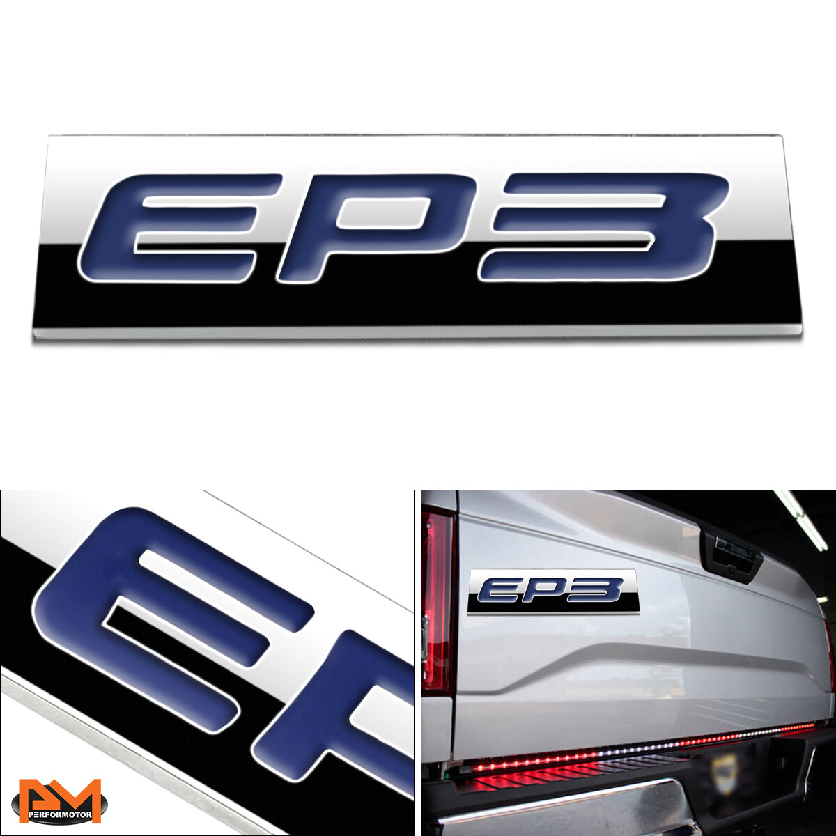 "EP3" Polished Metal 3D Decal Blue Emblem Exterior Sticker For 01-05 ...
