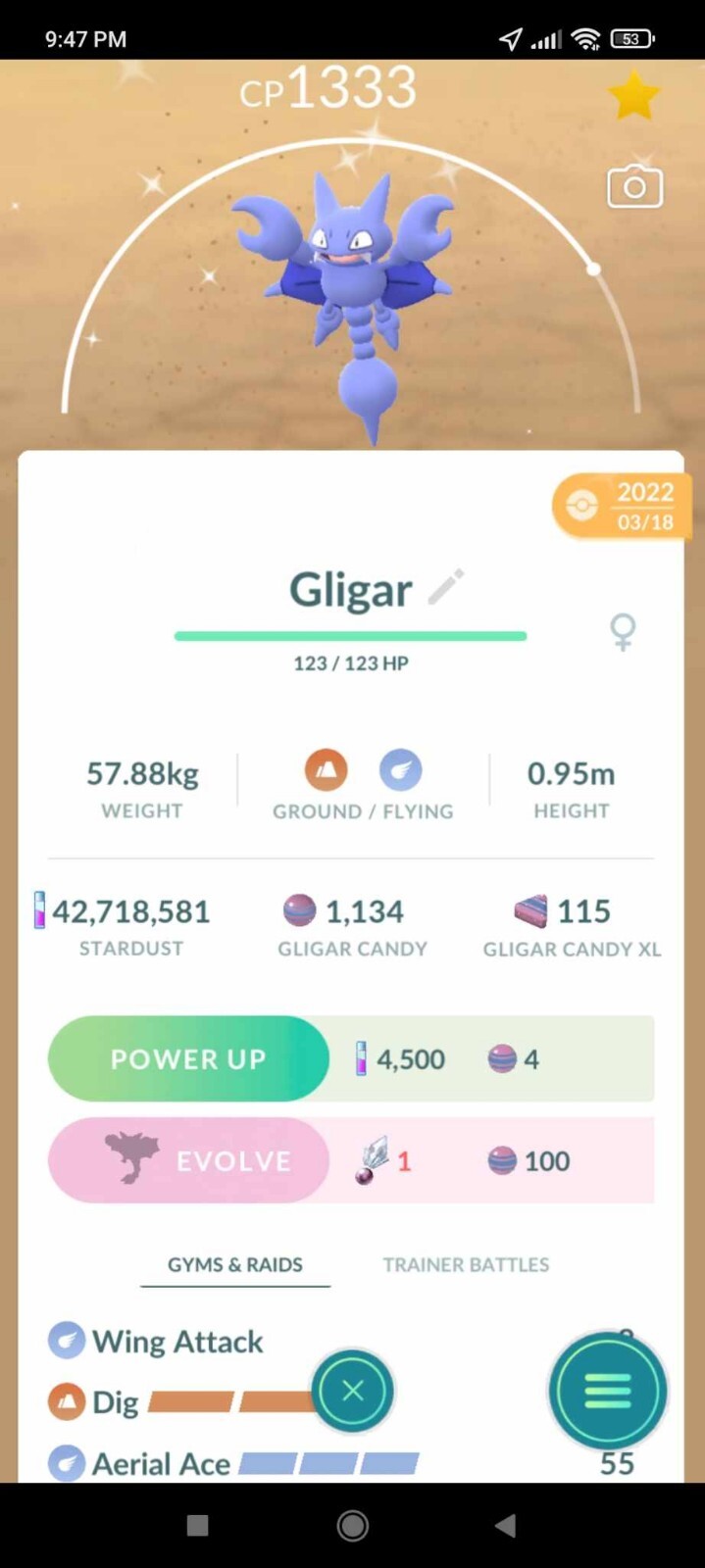 Pokemon Shiny Gligar Under 1500CP Unlock 3 Moveset PVP - TRADE ...