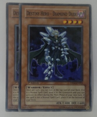Yugioh TCG 2x Destiny Hero Diamond Dude DP05-EN003 Common 1st Edition ...