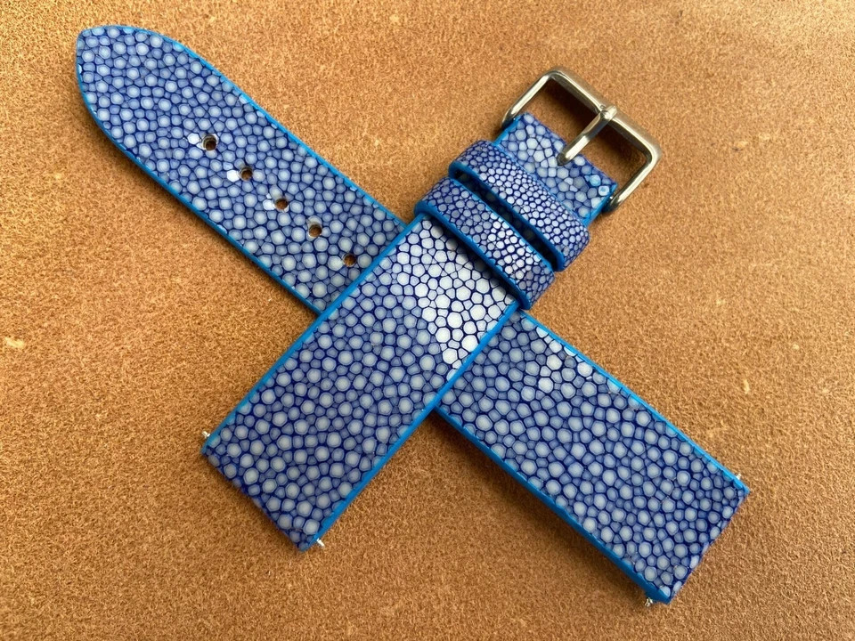 Cinturino per orologio in pelle Stingray blu, misura 18 mm 19 mm 20 mm ...