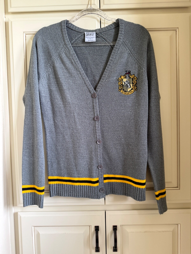 Box Lunch Harry Potter Hufflepuff Gray Cardigan Sweater Size Small | eBay