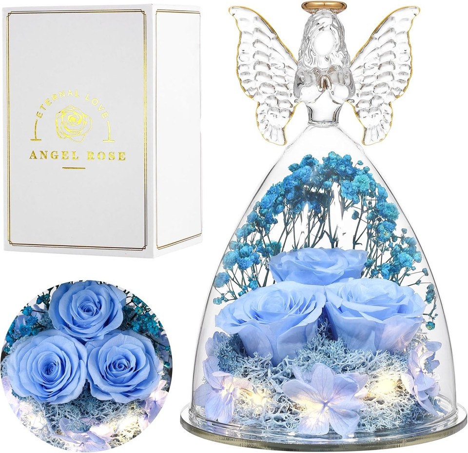Christmas Rose s for Women Preserved Real Flower in Glass Angel ...