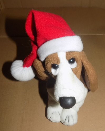 Santa Hush Puppy Dog - Brown/White Plush | eBay