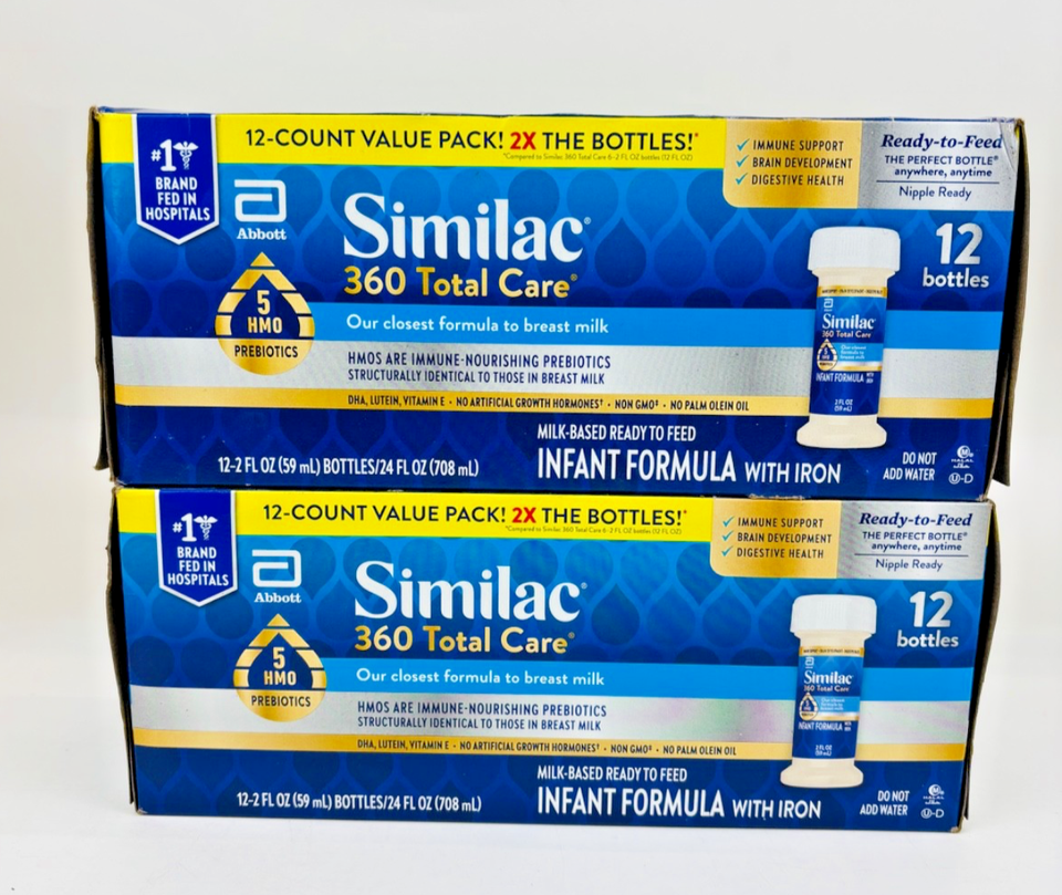 Similac 360 Total Care Infant Formula 5 HMO Prebiotics 2 fl-oz Bottle ...