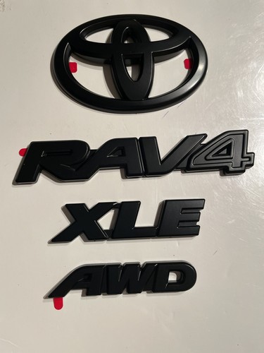4 PIECES 2019 - 2021 TOYOTA RAV4 XLE AWD BLACK OUT EMBLEM OVERLAY KIT ...