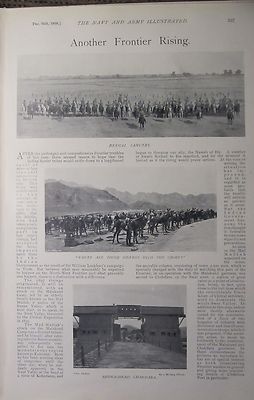 1898 BOER WAR ERA PRINT ~ FRONTIER RISING BENGAL LANCERS BRIDGE-HEAD ...