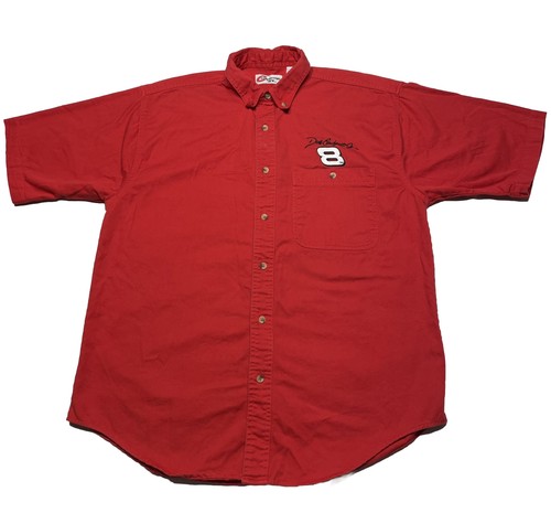 Vintage Dale Earnhardt Jr Button Up T-Shirt Mens Medium Red NASCAR ...