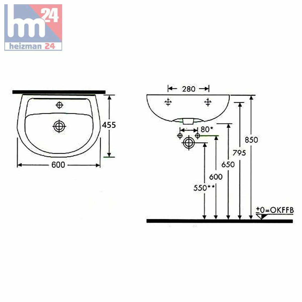 Allia Paris Waschtisch 60 x 45,5 cm made by Geberit 501.427.00.1 in ...