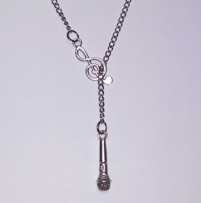 Singer Singing Microphone Treble Cleft Music Note Karaoke Lariat Style ...
