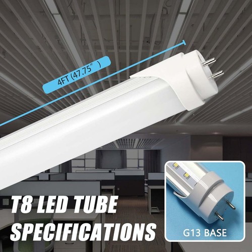 20 Pack 4ft T8 LED Tube Dual-end Powered Bypass Ballast Fluorescent ...