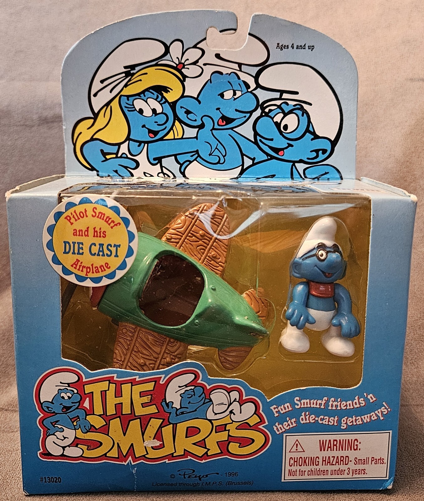 Vintage 1996 The Smurfs Pilot Smurf & Die Cast Airplane PlaySet NEW ...