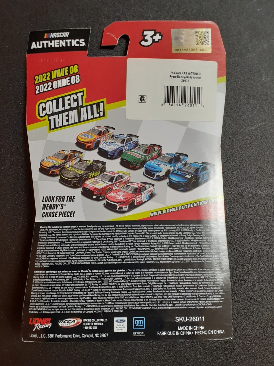 NASCAR AUTHENTICS.. RYAN BLANEY.. 2022 WAVE 08.. BODY ARMOR CAR.. 1:64 ...