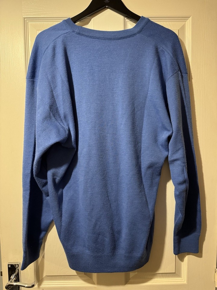 Vintage 80s/90s Summerland Jersey Heritage Blue V-Neck Jumper XL | eBay UK
