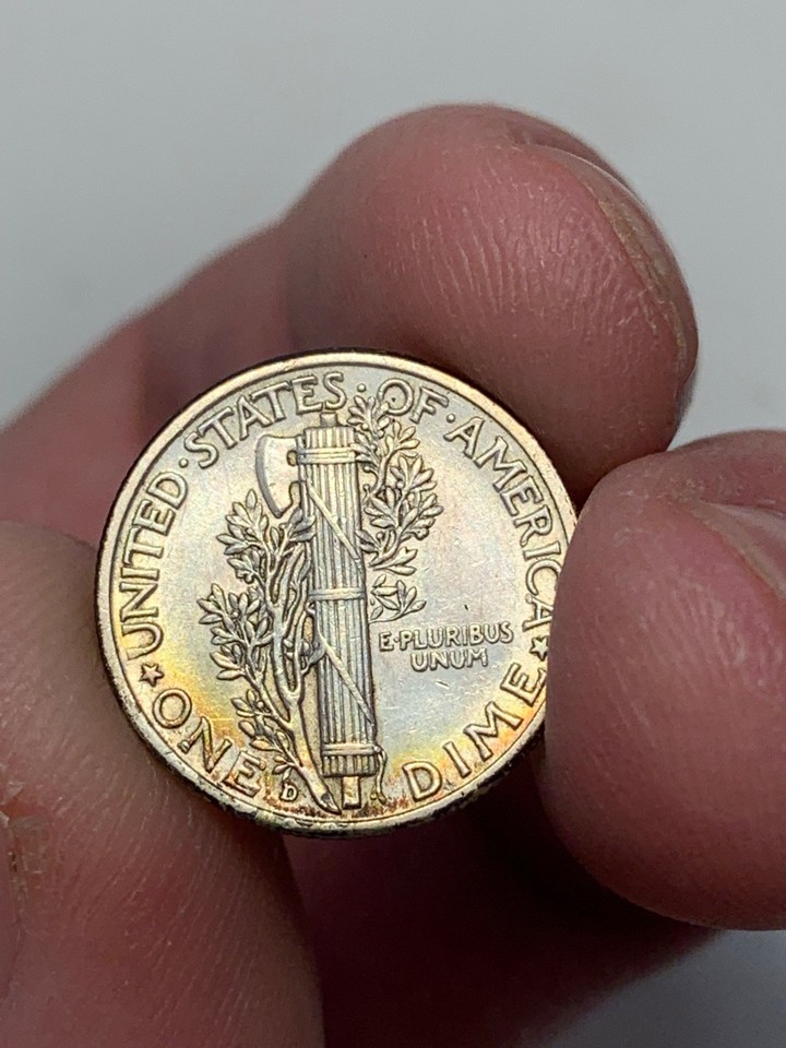 1943-D Silver Mercury Dime, Colorful Rainbow Album Toning | eBay