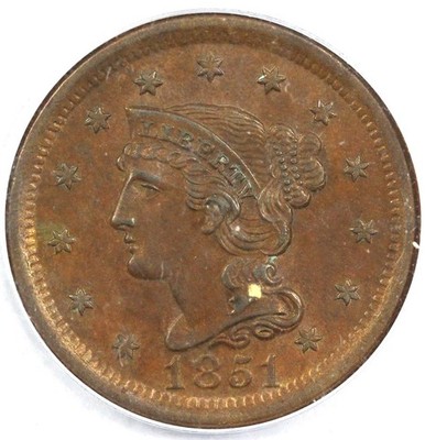 1851 1c Braided Hair Large Cent PCGS MS 62 BN | eBay