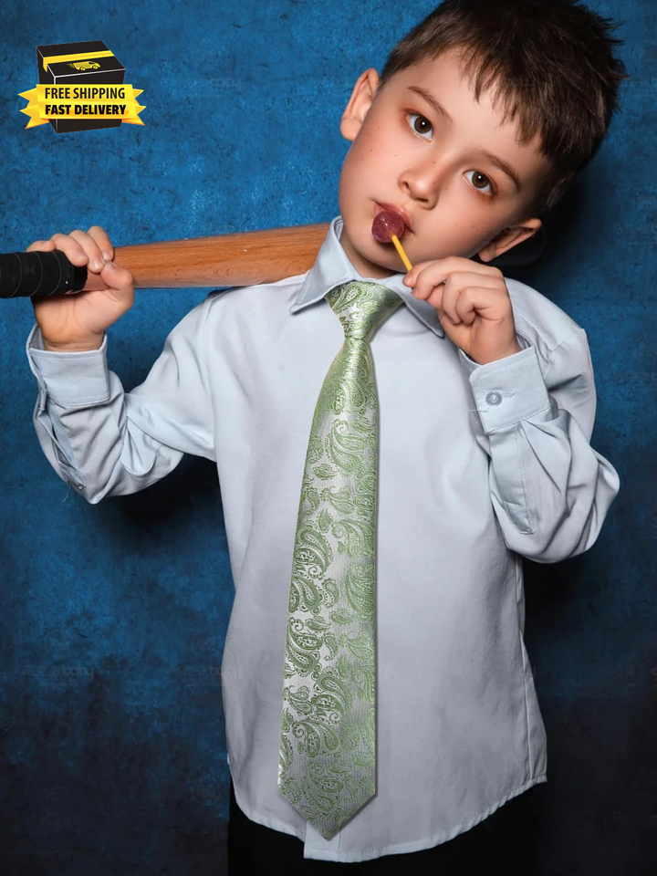 Pre-Tied for Boys Solid Neckties and Pocket Square Set Adjustable Ties 15'' Teen 313035171134| eBay