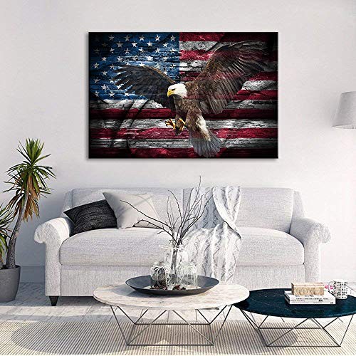 Retro American Flag Bald Eagle US Military Wall Art Canvas Prints Thin Blue Red | eBay