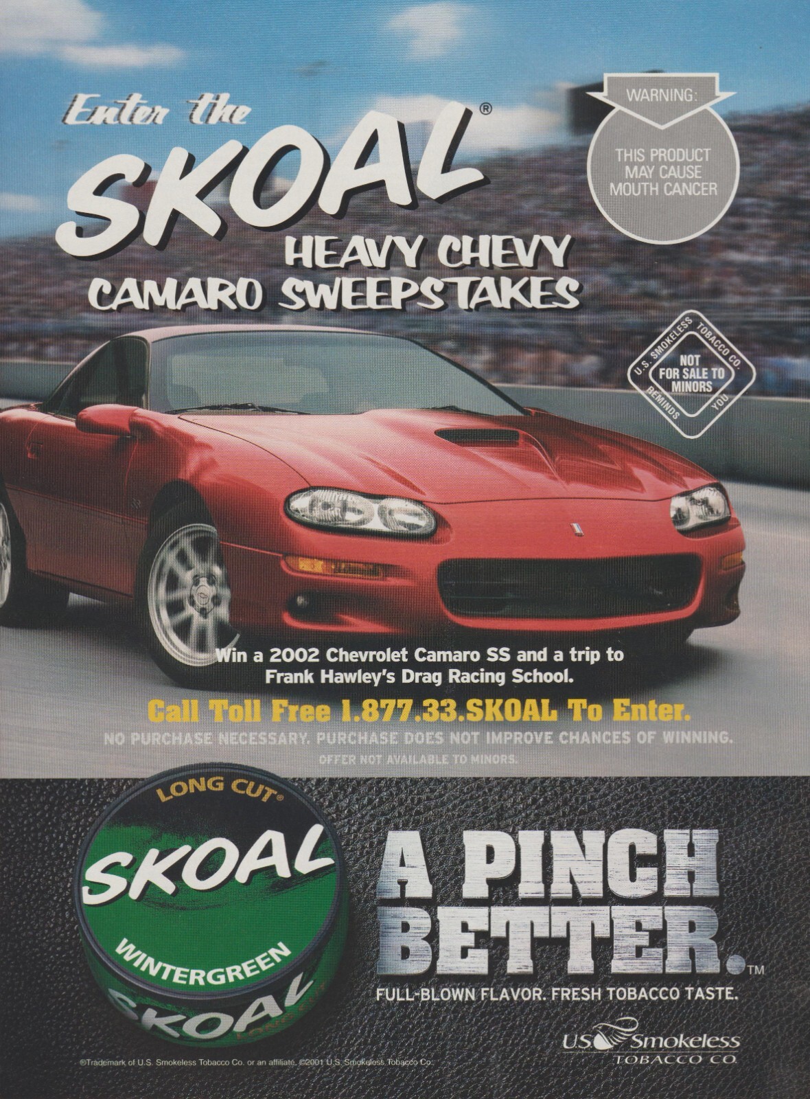2002 Skoal Tobacco - Chevy Camaro SS - Heavy Chevy Sweepstakes - Print ...