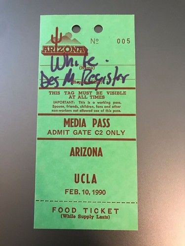 1990 Media Pass basketball #22 Arizona #19 UCLA | eBay
