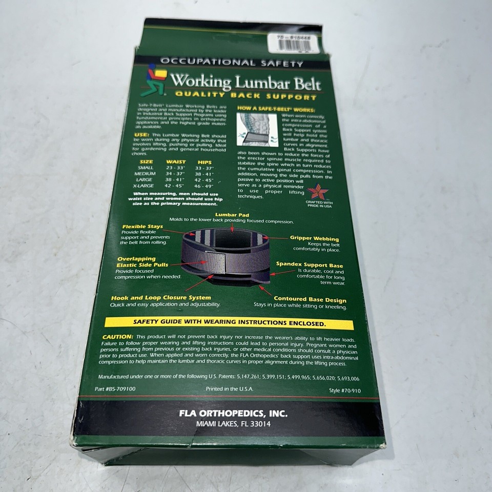 Occupational Safety Working Lumbar Belt Safe-T-Belt Quality Back ...