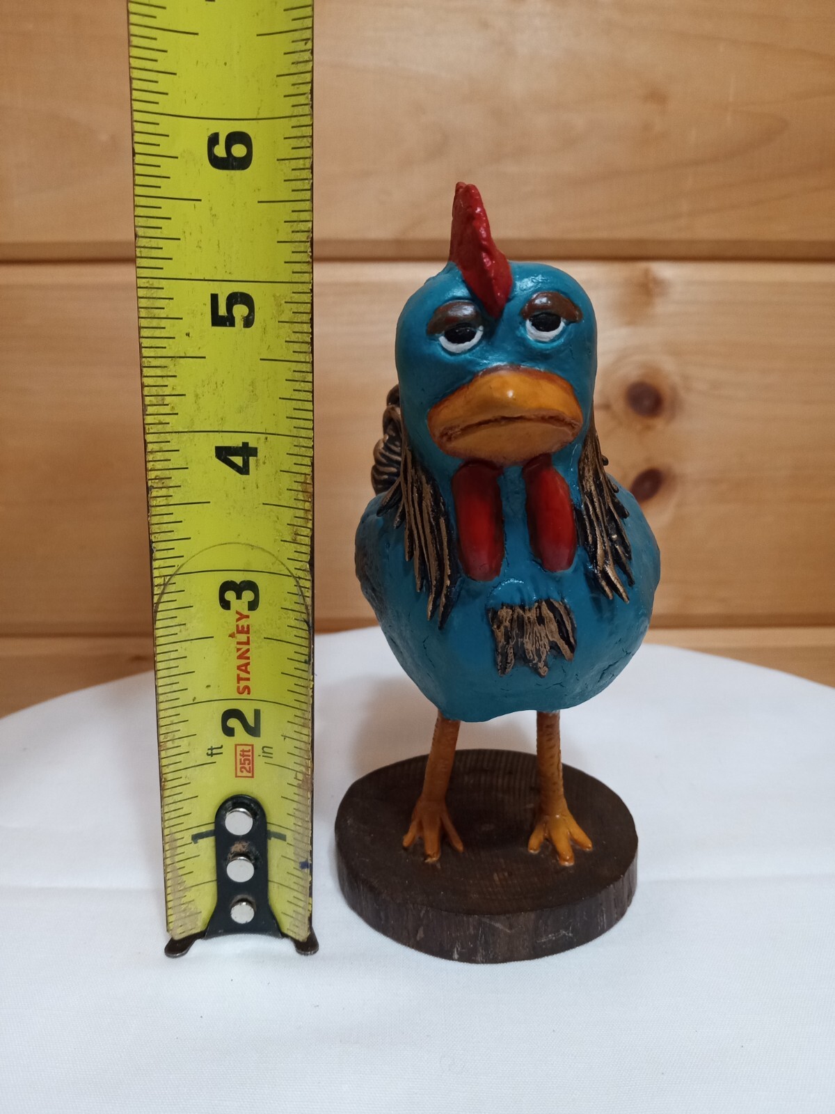 Chicken Home Decor Gifts Handmade Folk Art Rooster Sculpture Blue ...