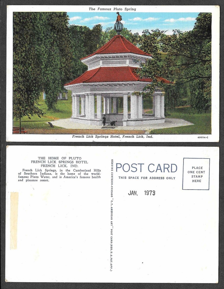 Old Indiana Postcard - French Lick Springs Hotel - Pluto Spring | eBay
