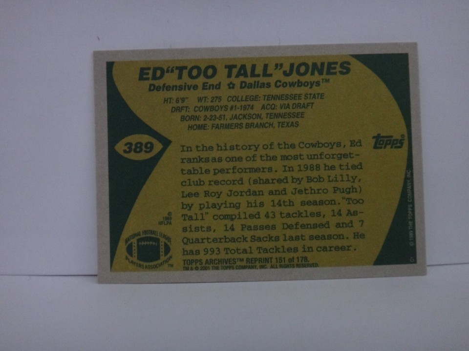 2001 Topps Archives Ed Too Tall Jones Too Tall Jones #151 | eBay