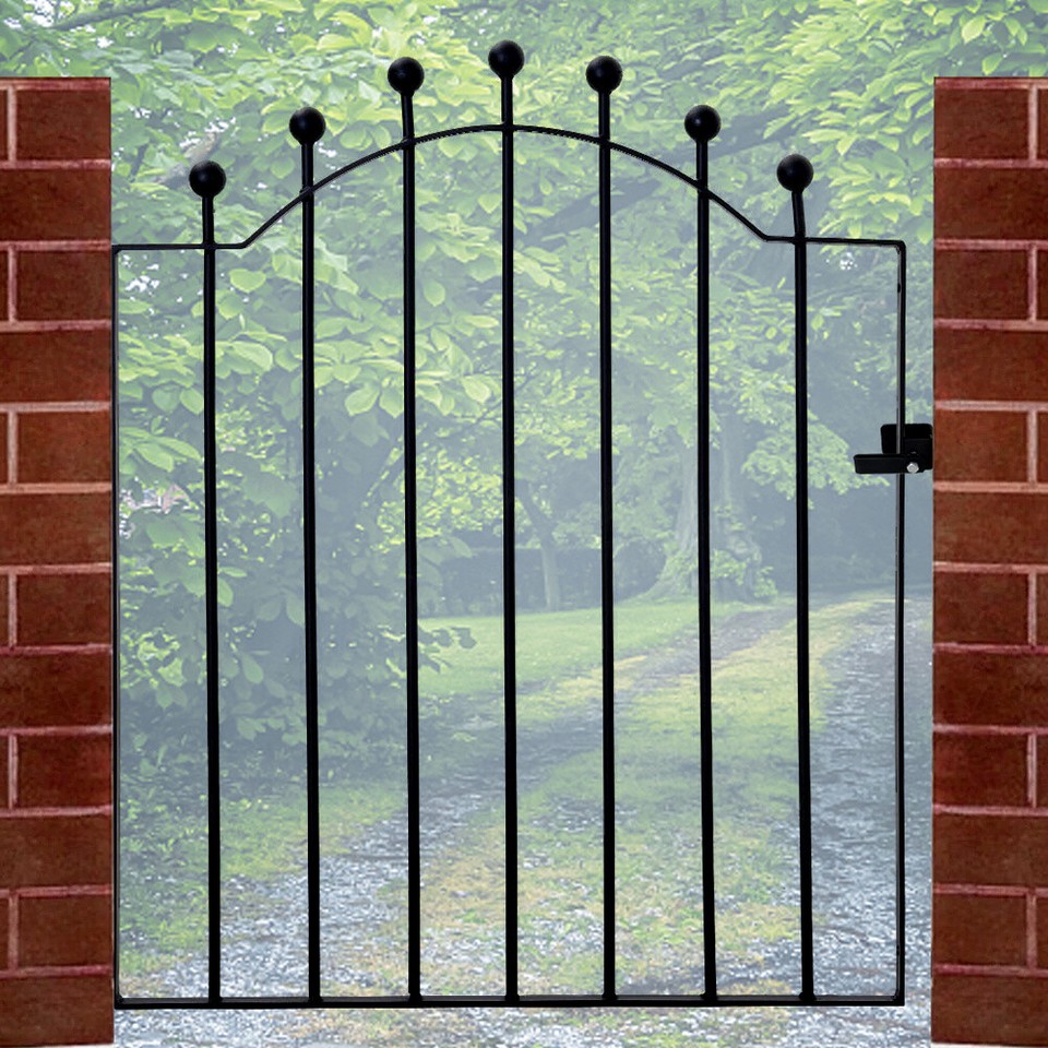 3ft Heavy Duty Metal Garden Gate Wrought Iron Pedestrian Gates Includes ...