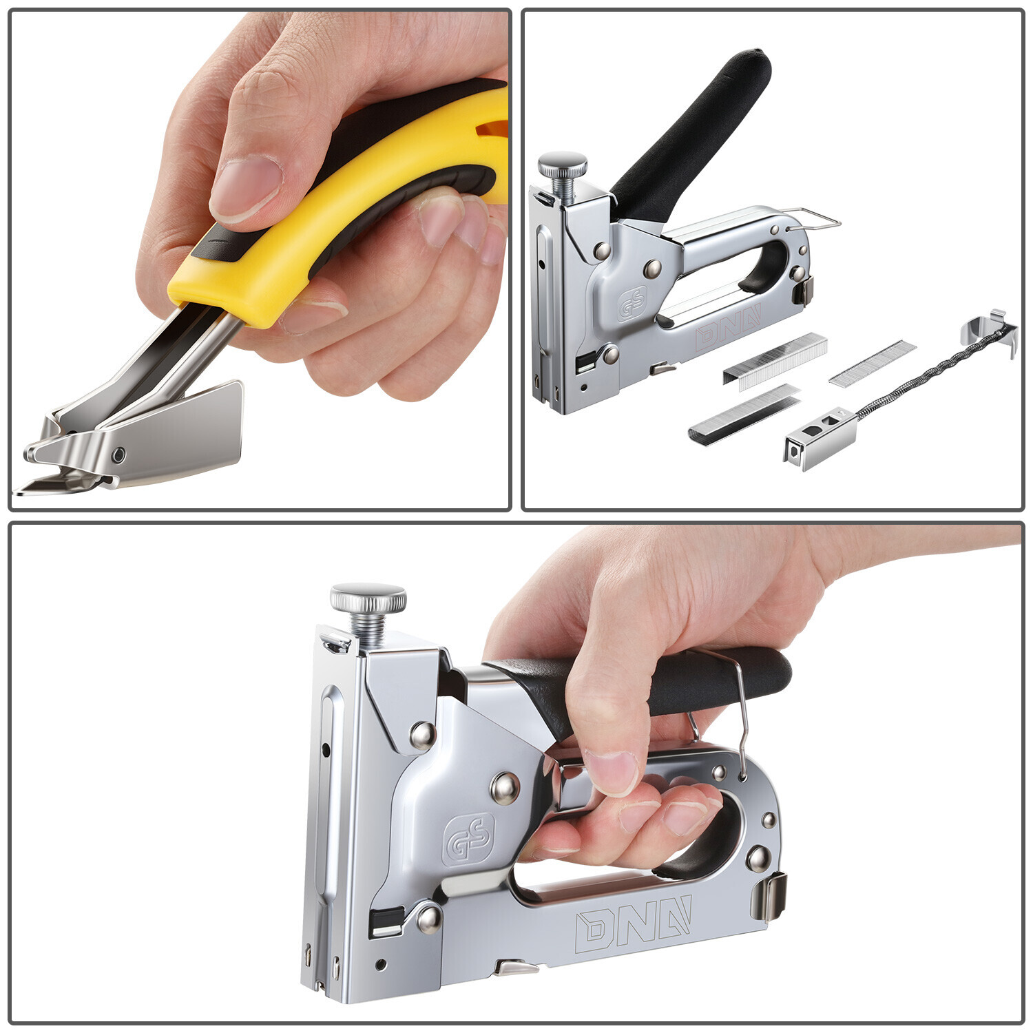 3-In-1 Heavy Duty Tacker Staple Gun Wood Craft Upholstery Stapler+4000 ...