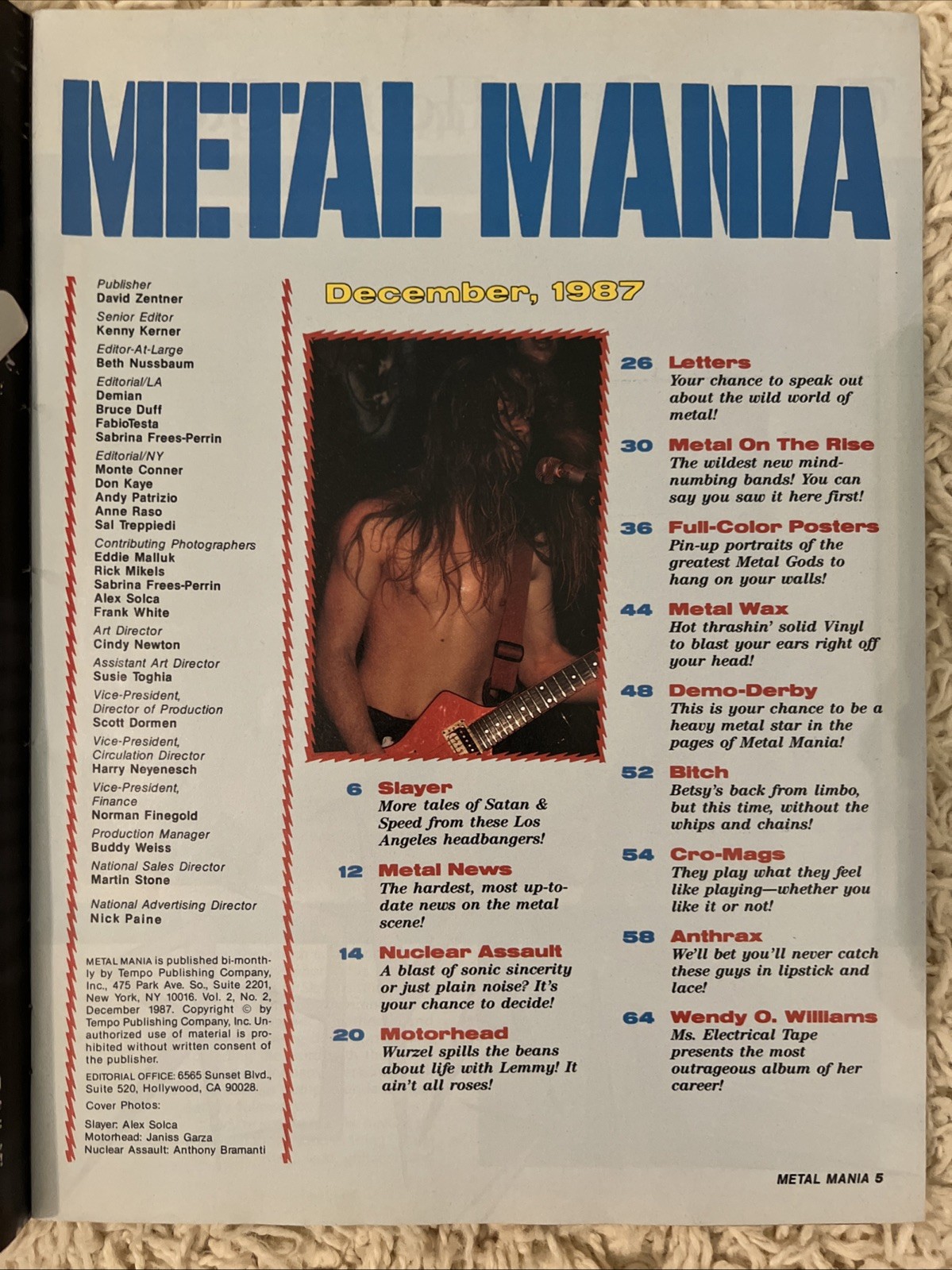 Vintage 80s Metal Mania Magazines - Lot of 6 - Metallica Slayer Ozzy ...