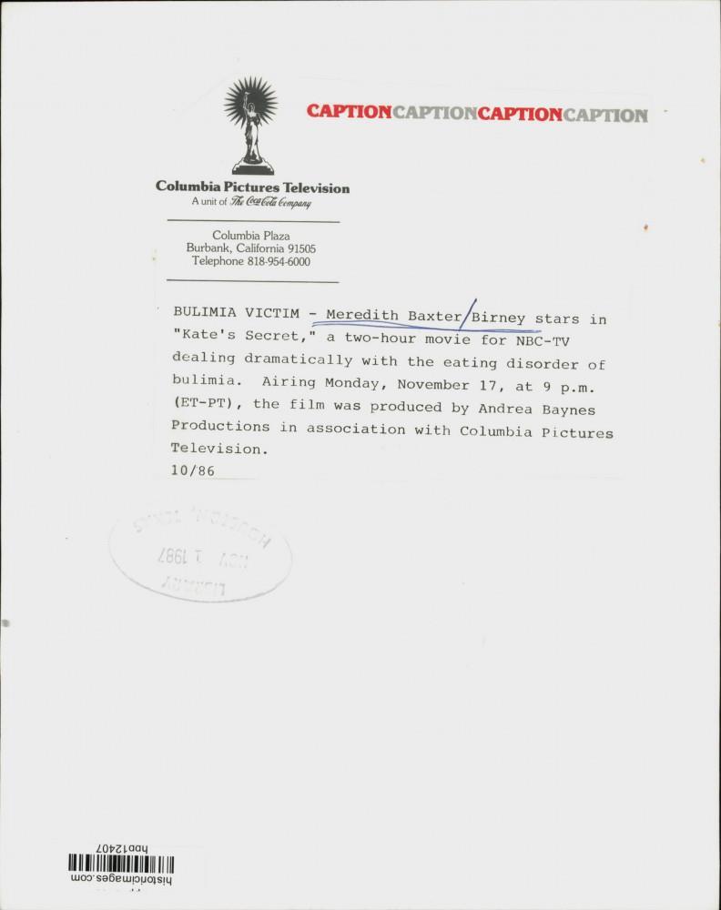 1986 Press Photo Meredith Baxter Birney stars in Columbia's "Kate's ...