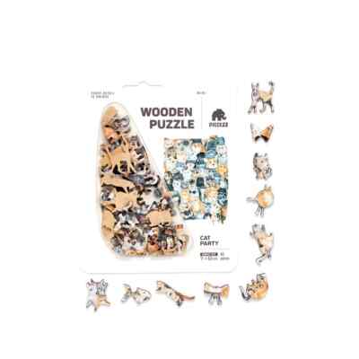 Cat Party 40 Piece Mini Wooden Jigsaw Puzzle Geek Toys New | eBay