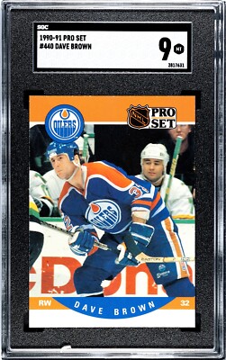 1990-91 Pro Set #440 Dave Brown Rookie Edmonton Oilers SGC 9 MT! Newly ...