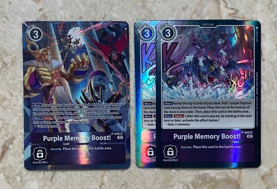 (3) Digimon Purple Memory Boost Full Alt Alternate Art Adventure Box 2 ...
