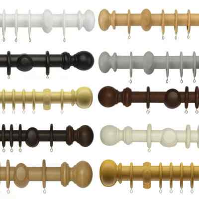 28mm Wooden Curtain Pole Eyelet Curtain Rail Wood Rings & Complete ...