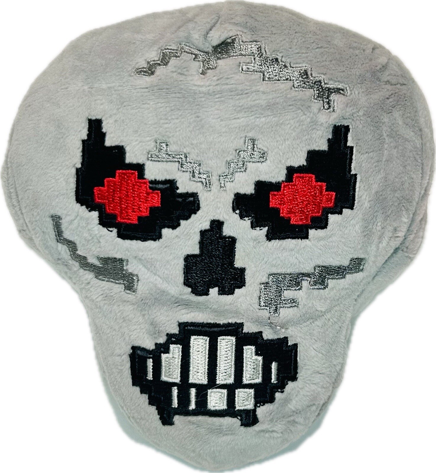 Minecraft Skull Head Soft Toy Plush Mojang 2015 Grey Red Eyes Skeleton ...