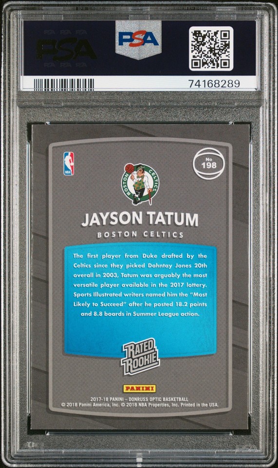 JAYSON TATUM 2017-18 Panini Donruss Optic Rated Rookie Red Yellow Prizm ...